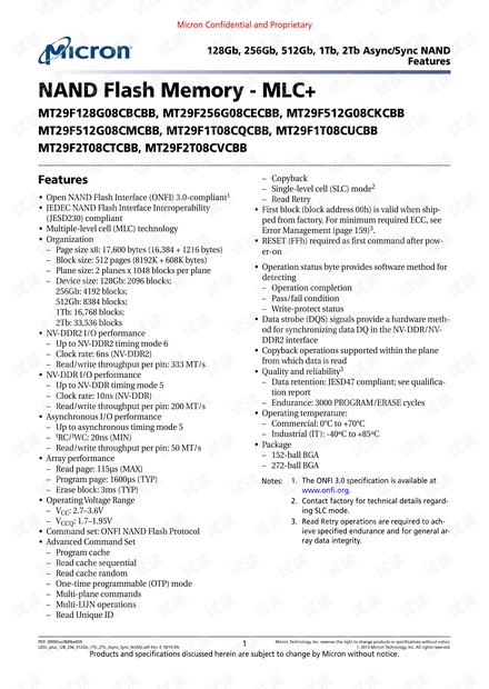 镁光MLC NAND Flash芯片手册：ONFI 3.0兼容技术详解 - CSDN文库