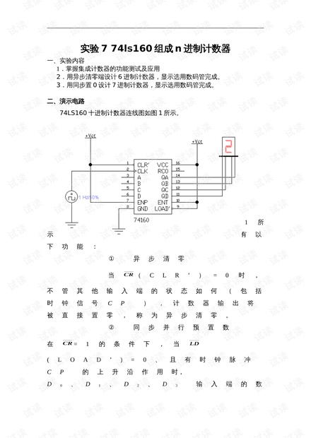 实验7-74ls160组成n进制计数器_74ls160资源-CSDN下载