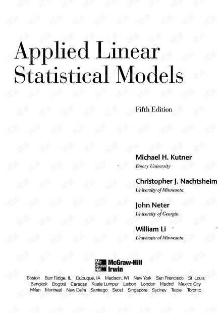 AppliedLinearStatisticalModels,5thMichaelH.Kutner资源-CSDN下载