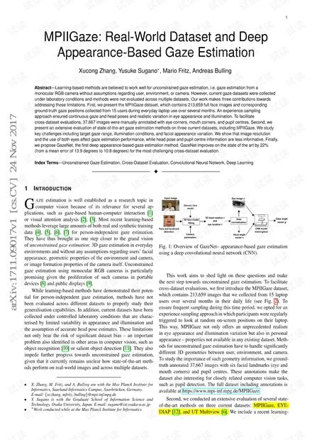 论文中发布了大规模视点估计数据库MPIIGaze，并提出了一种16层的GazeNet用于Gazeestimation_视线估计数据集资源-CSDN下载