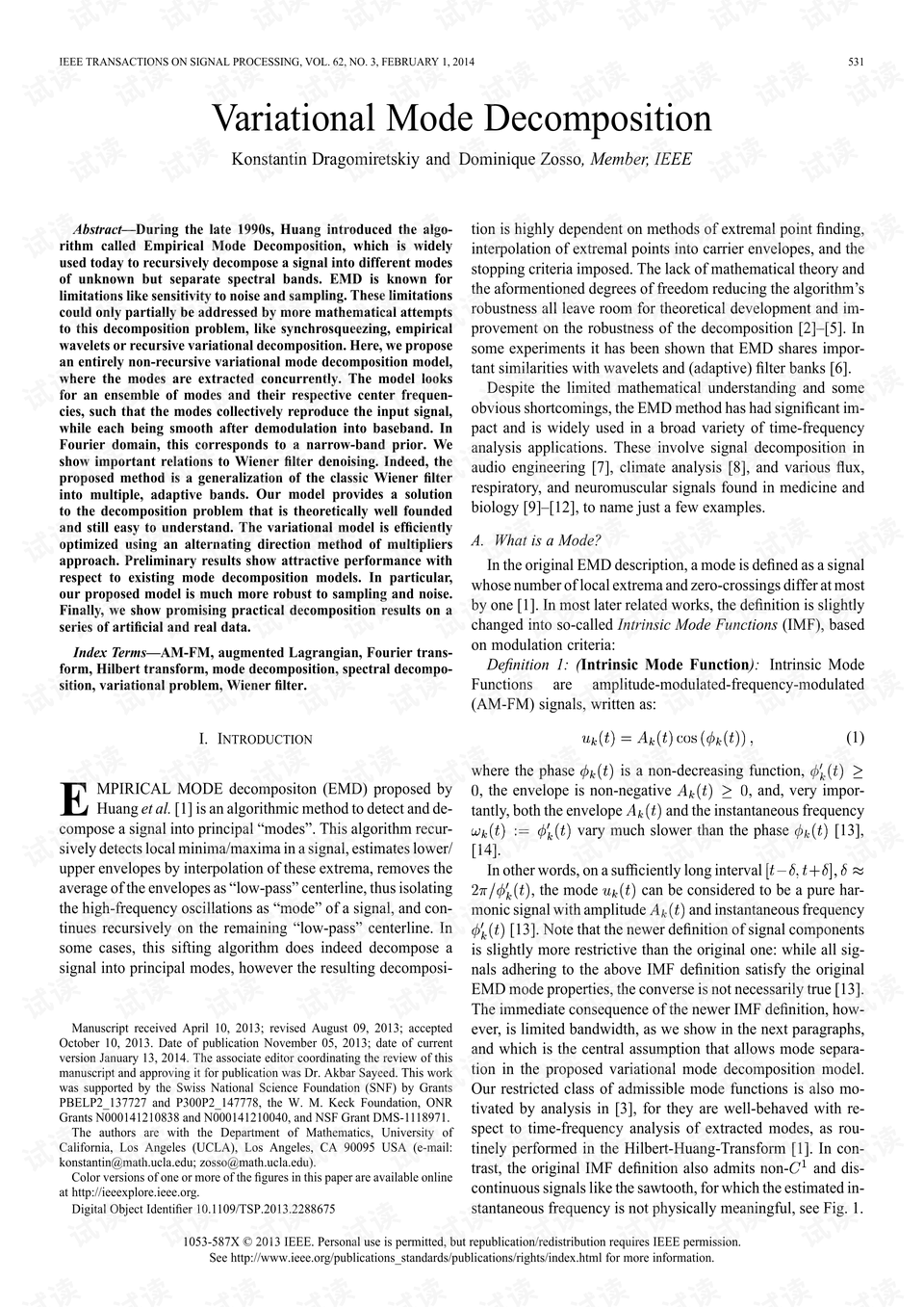 Variational Mode Decomposition