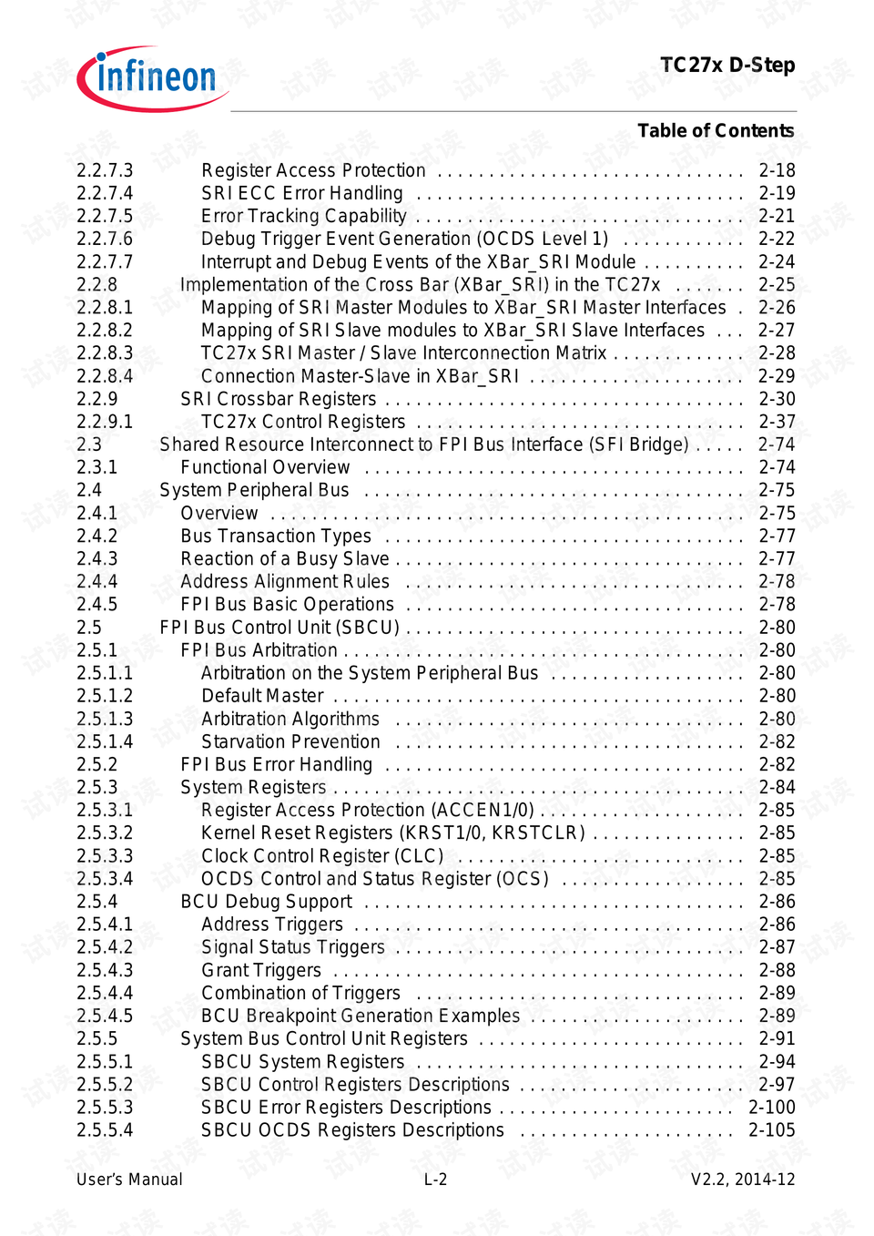 英飞凌AURIXTC27xD-Step芯片用户手册(Infineon-TC27x_D-step-UM-v02_02-EN.pdf)-嵌入式文档 ...