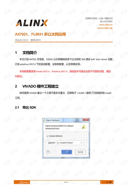 黑金AX7021多以太网开发教程：配置与应用详解 - CSDN文库