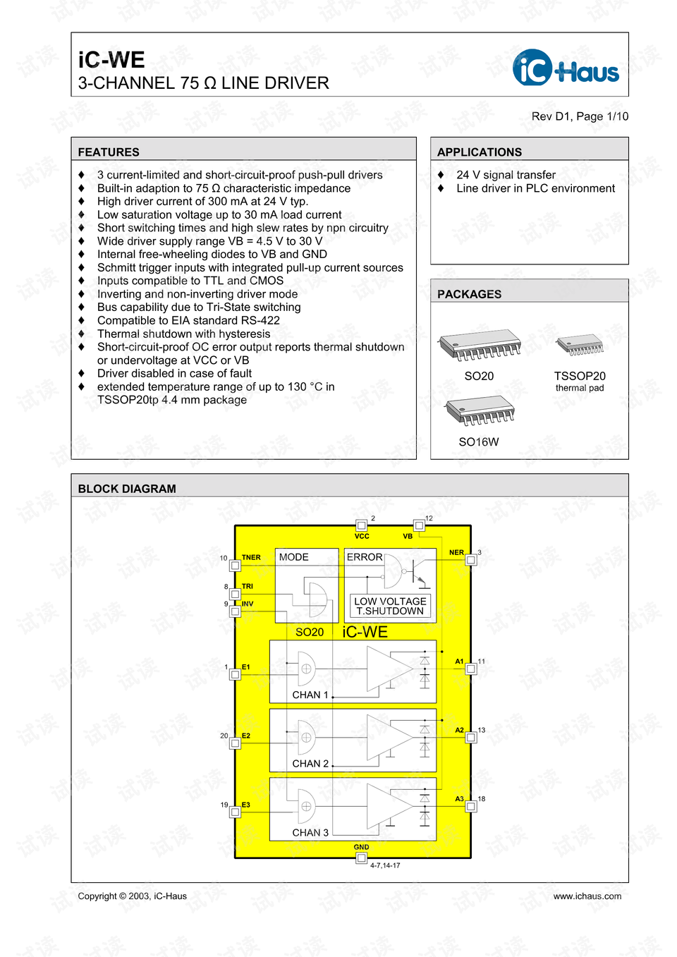 iC-Haus iC-WE 24V线性驱动器：特性与应用 - CSDN文库
