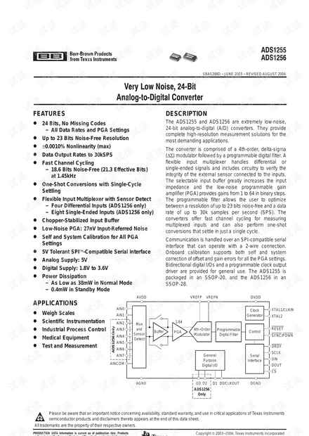 24位高精度ADS1256芯片手册：低噪声A/D转换器与应用 - CSDN文库