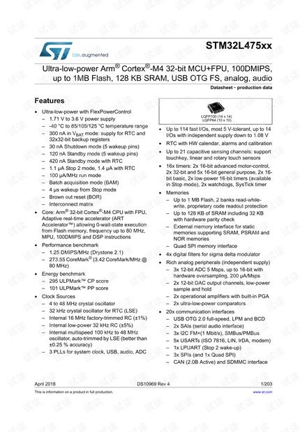 STM32L475超低功耗MCU数据手册：实现实时操作系统与高效能选项 - CSDN文库