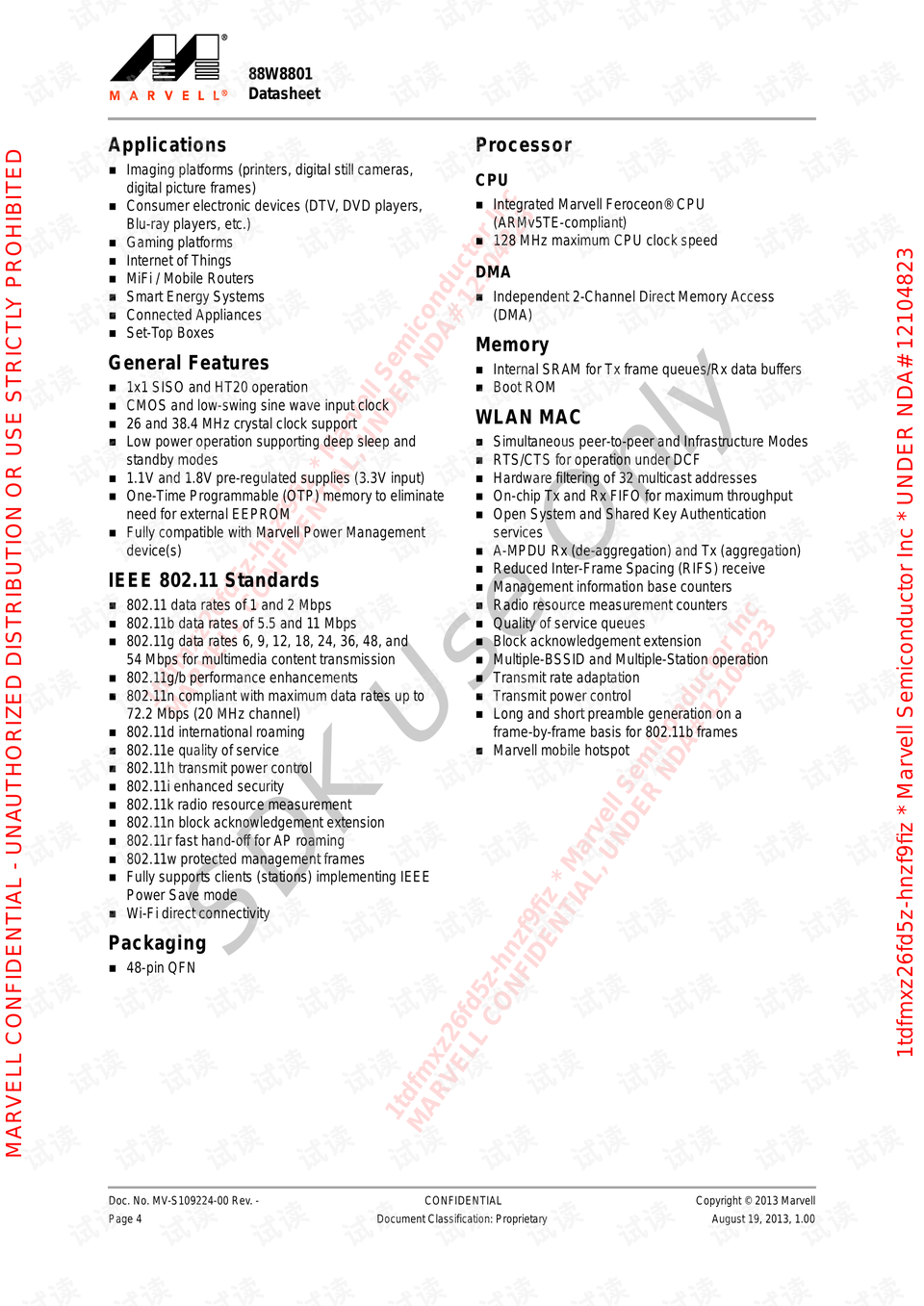 MARVELL88w8801数据手册.pdf_marvell88w8801中文资料,marvell88w8801资源-CSDN下载