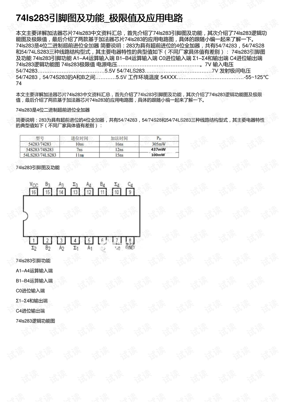 74ls283引脚图及功能_极限值及应用电路_74ls283-其它代码类资源-CSDN下载