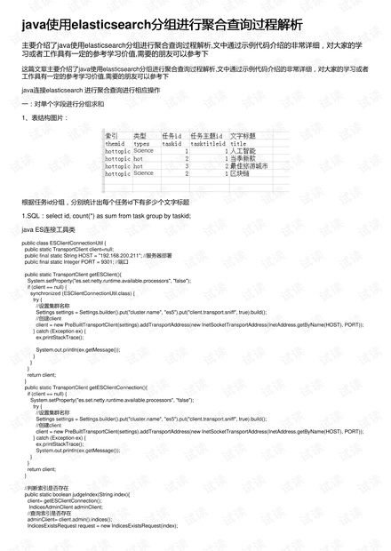 Java使用elasticsearch分组进行聚合查询过程解析javaes分组求和javaes聚合查询资源 Csdn文库