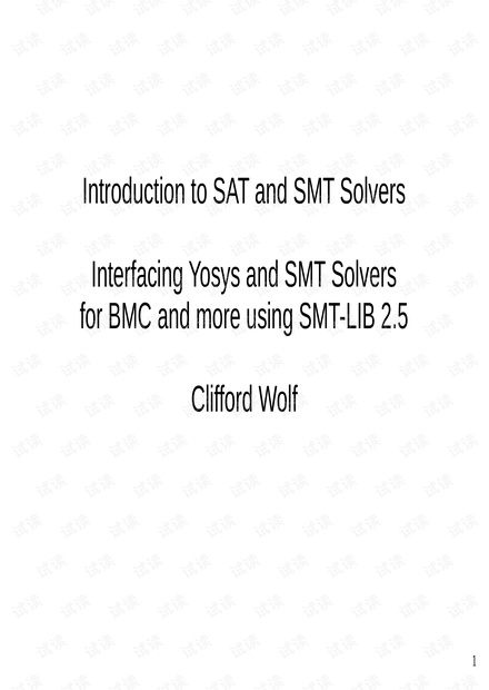 SAT和SMT求解器简介：IntroductiontoSATandSMTSolvers_SMT求解器详解资源-CSDN下载