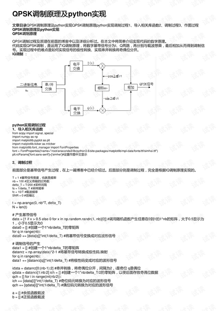 Qpsk调制原理及python实现pythonqpskpython实现qpsk资源 Csdn文库 资源 Csdn文库