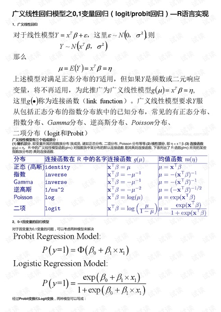 广义线性回归模型之0,1变量回归（logit/probit回归）—R语言实现_r语言probit回归,自变量是0和1的线性回归资源-CSDN下载