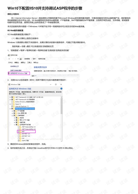 Win10下配置IIS10并支持调试ASP程序的步骤_提取windows10iis安装包资源-CSDN文库 资源-CSDN文库
