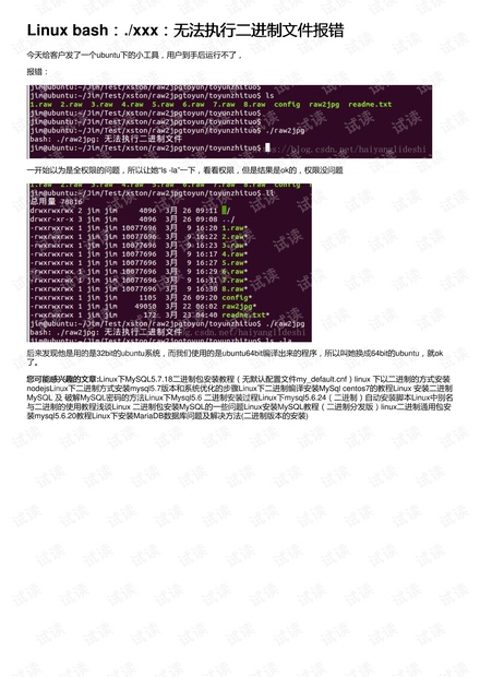 Linuxbash:xxx:无法执行二进制文件报错linux无法执行二进制文件资源 Csdn文库