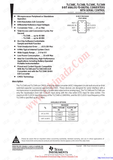 8位串行ADCTLC549芯片资料_tlc549芯片资料资源-CSDN文库 资源-CSDN文库