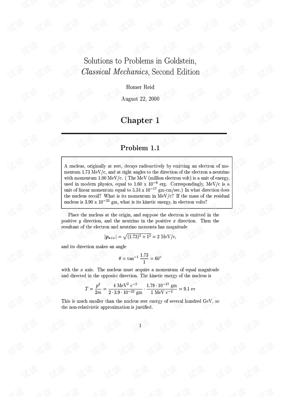 Goldstein Classical Mechanics 习题解答 - CSDN文库