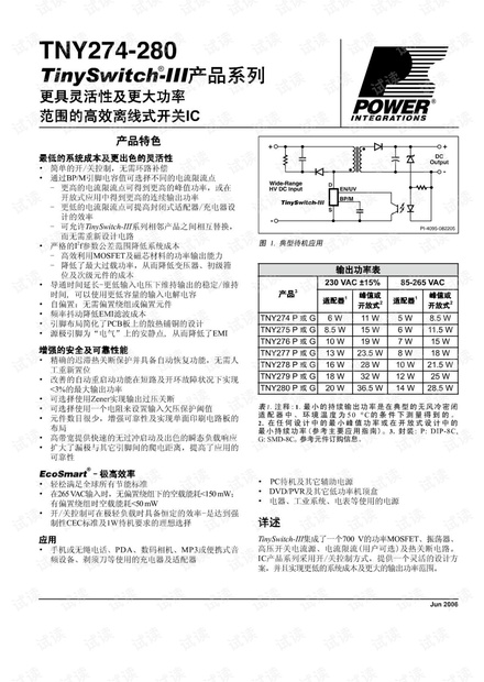PI开关电源ICTNY274-280规格书中文.pdf_tny274GN引脚功能说明资源-CSDN下载