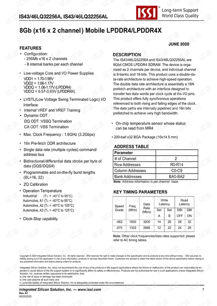 IS43-46LQ32256A-AL-LPDDR4芯片规格书.pdf_lpddr4规格书资源-CSDN下载