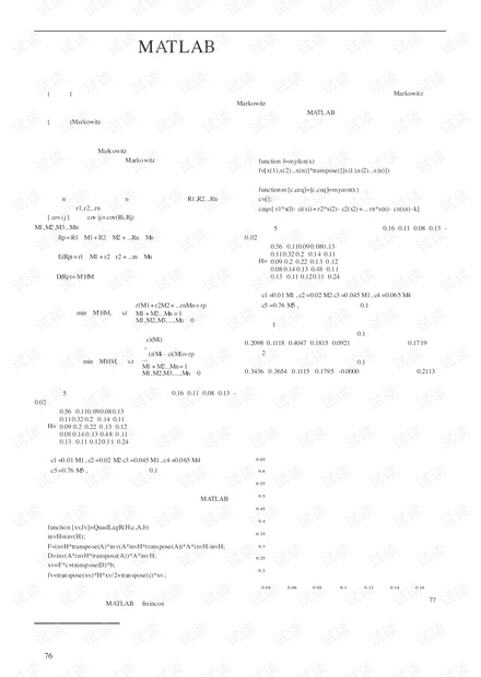 【免费】基于matlab的最优投资组合问题pdfmatlab实现资产组合资源 Csdn文库 资源 Csdn文库