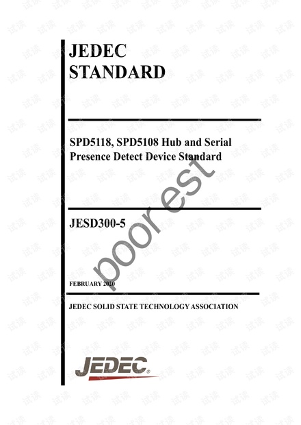 JEDECJESD300-5：2020SPD5118,SPD5108HubandDDR5SerialPresenceDetectDeviceStandard-完整英文电子版（118页）.pdf ...
