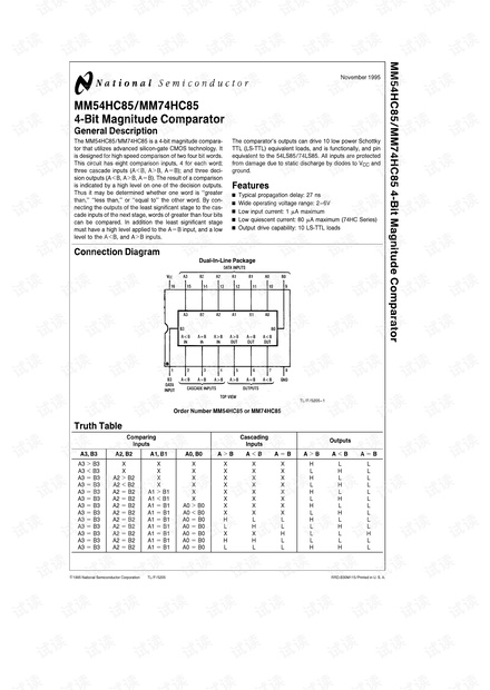 74HC85四位数字比较器技术文档 资源-CSDN下载