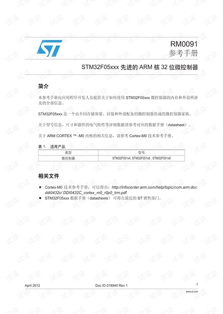 STM32F051中文参考手册_stm32f051中文手册,stm32f0参考手册资源-CSDN下载