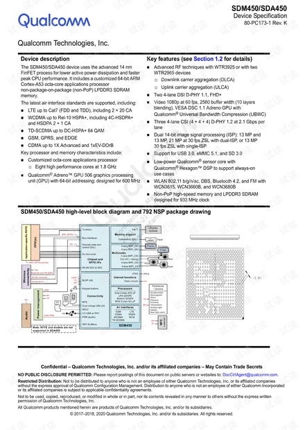 Qualcomm SDM450/SDA450 设备规格说明书 - CSDN文库