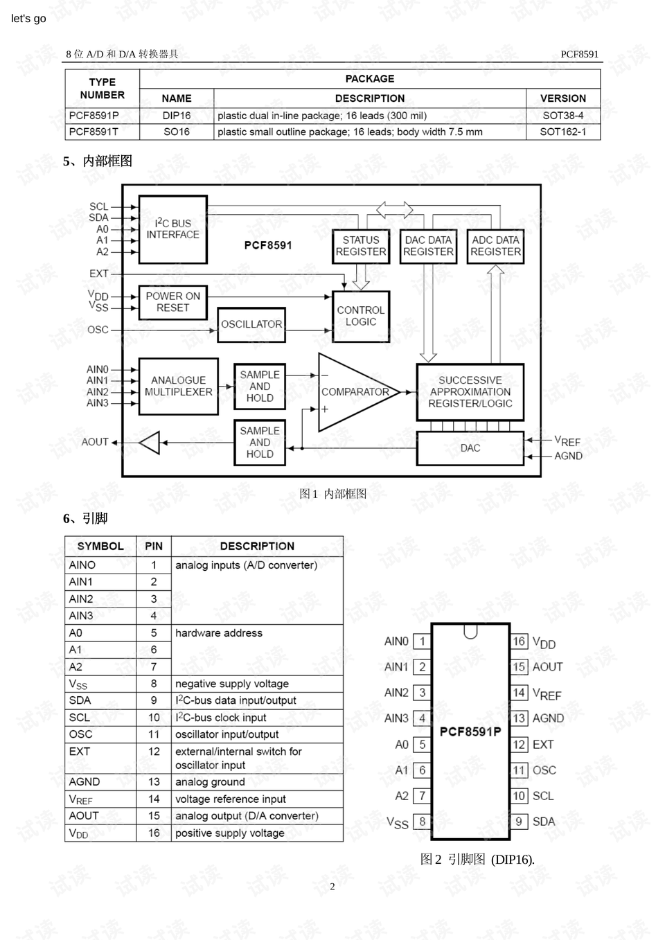 PCF8591 8位A/D和D/A转换器中文数据手册 - CSDN文库