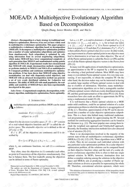 分解策略下的多目标组合优化：MOEA/D算法解析 - CSDN文库
