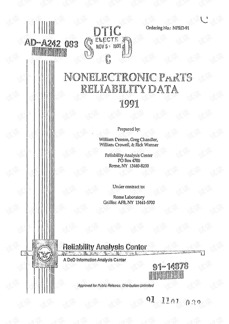 NPRD非电子部件可靠性数据 - CSDN文库