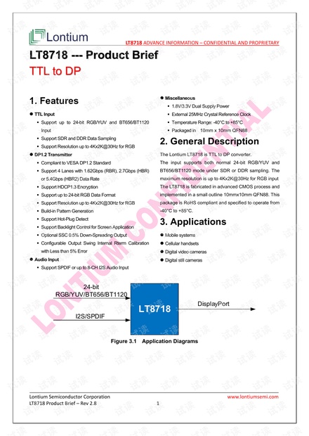 Bt656bt601bt1120ttl转dp14edptype C资源 Csdn文库 资源 Csdn文库