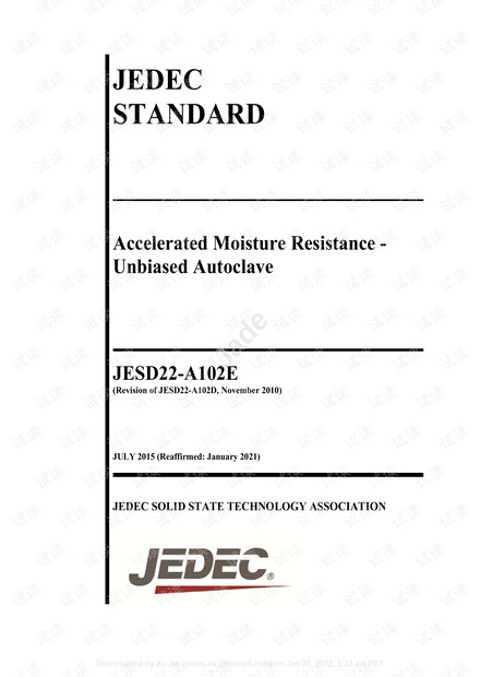 【最新版可复制文字】JESD22-A102E加速水汽抵抗性-无偏置高压蒸煮.pdf资源-CSDN下载