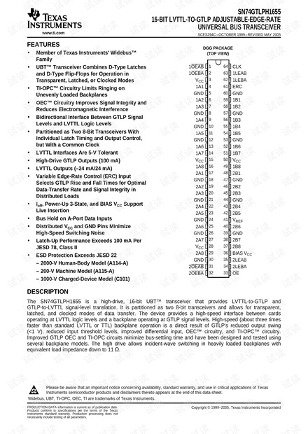TI SN74GTLPH1655：16位LVTTL-to-GTL边缘速率可调通用总线收发器 - CSDN文库