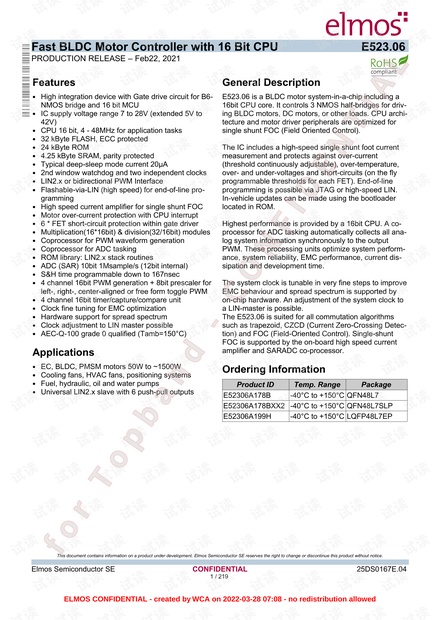 E523.06Datasheet2021.pdf_Elmos艾尔默斯半导体E52306应用资料资源-CSDN下载