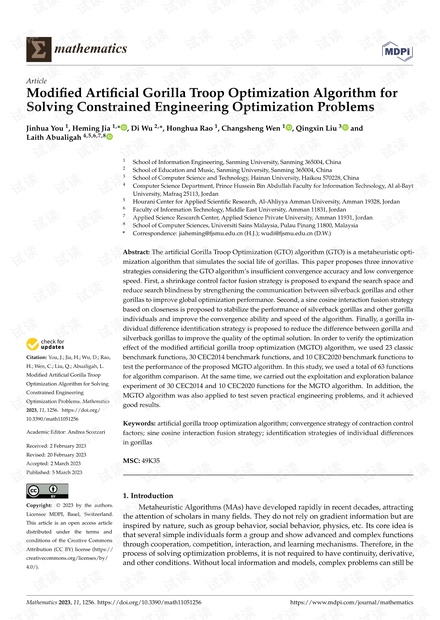 【免费】改进的大猩猩部队优化算法（ModifiedGorillaTroopsOptimizer，MGTO）（英文原文）资源-CSDN下载