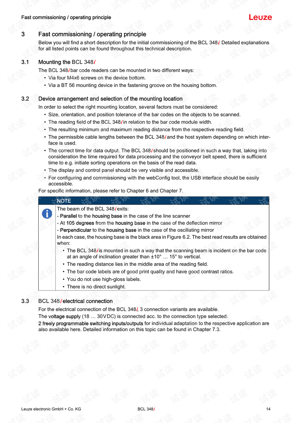 "BCL 348i Leuze劳易测条码扫描装置操作说明手册2020版" - CSDN文库