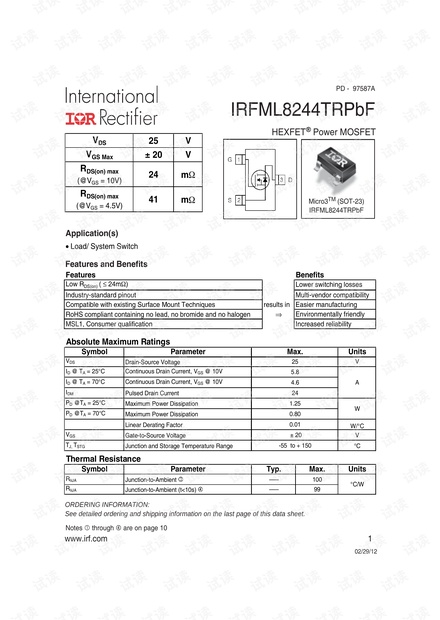 IRFML8244INFINEON英飞凌电子元器件芯片.pdf资源-CSDN下载