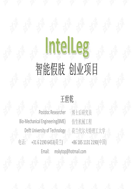 IntelLeg智能假肢项目：创新科技，重塑未来 - CSDN文库