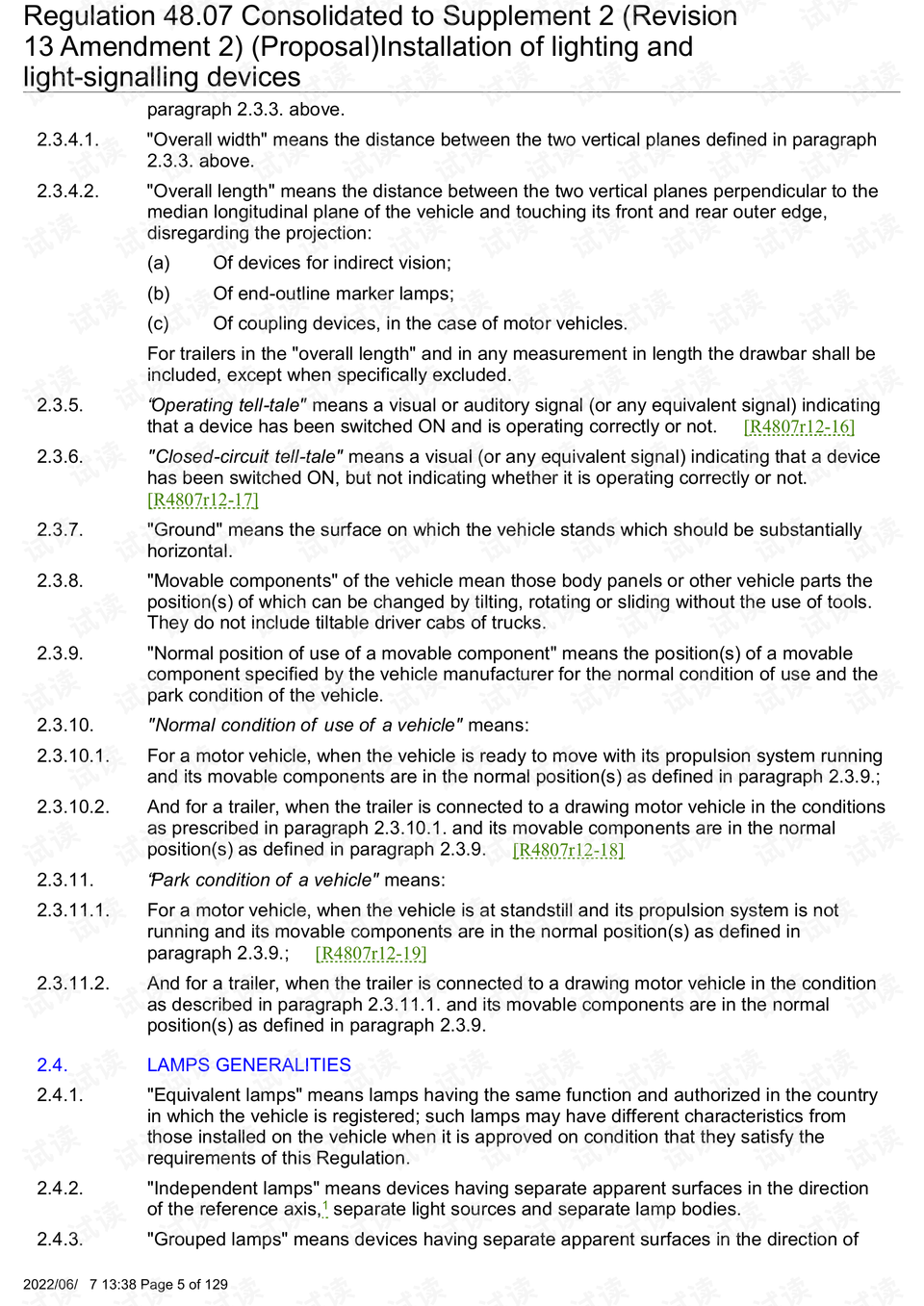 UNR48关于安装照明和灯光标志装置的车辆认证的统一规定_UNR48资源-CSDN下载