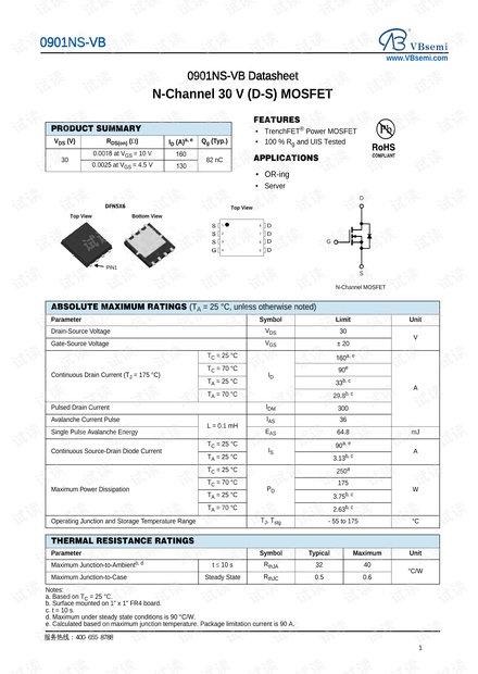 0901NS-VB一款N-Channel沟道DFN8(5X6)的MOSFET晶体管参数介绍与应用说明资源-CSDN下载
