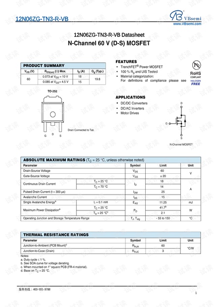 12N06ZG-TN3-R-VB一种N-Channel沟道TO252封装MOS管资源-CSDN下载