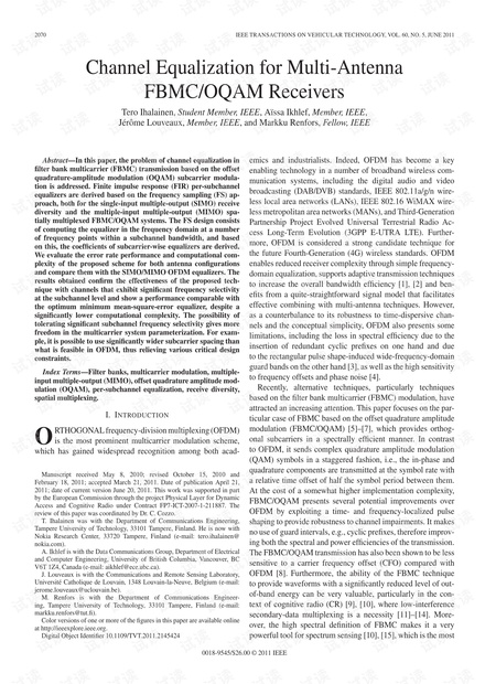 FBMC/OQAM多天线系统中频带滤波器多载波通道均衡研究 - CSDN文库