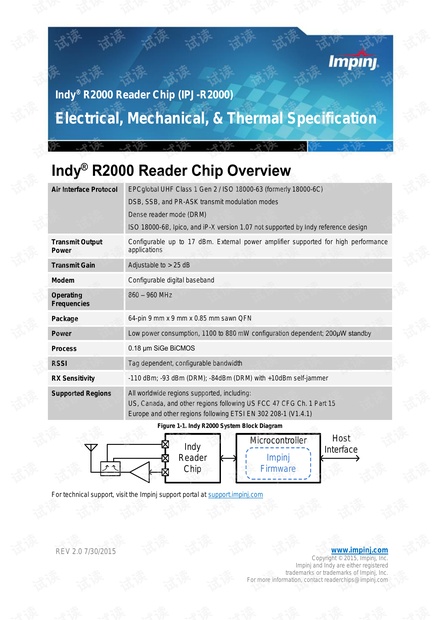 Impinj Indy R2000 RFID 阅读器芯片数据手册 - CSDN文库