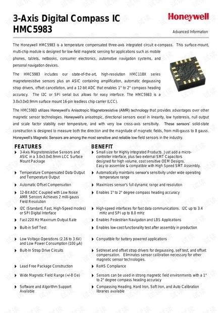HMC5983三轴数字罗盘芯片详解 - CSDN文库