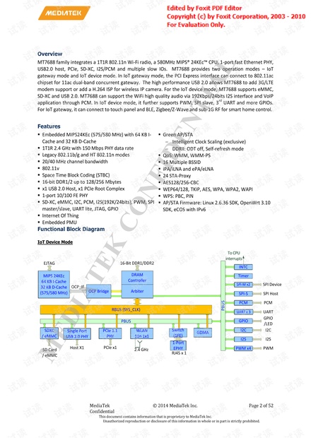 MT7688芯片详细规格：融合802.11n Wi-Fi、MIPS处理器与多种接口 - CSDN文库