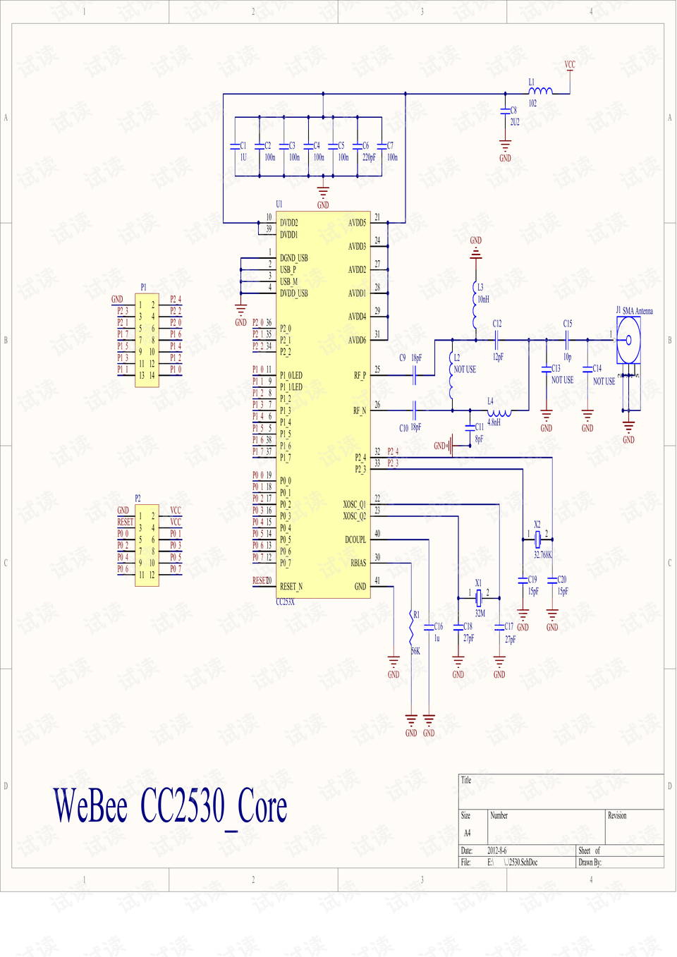 cc2530核心板原理图-硬件开发工具类资源-CSDN下载